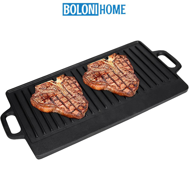 Double Sided Cast Iron Griddle Plate Reversible For All Hobs Gas ...