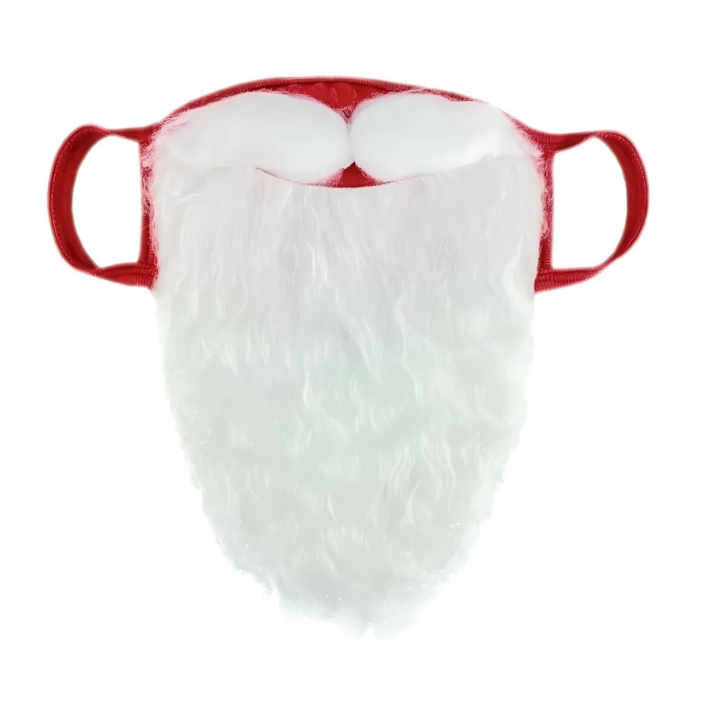 Christmas Beard Mask Red Pure Cotton Mask Holiday Funny White Beard ...