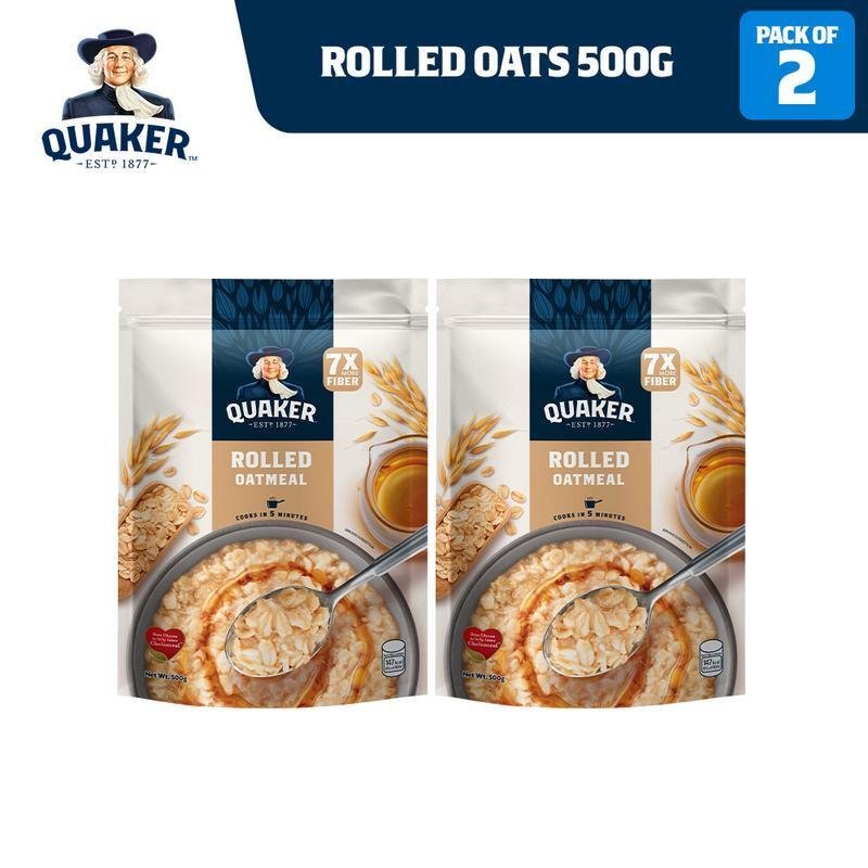 Quaker Rolled Oats 500g (Pack of 2) Breakfast Oatmeal Instant Muesli ...