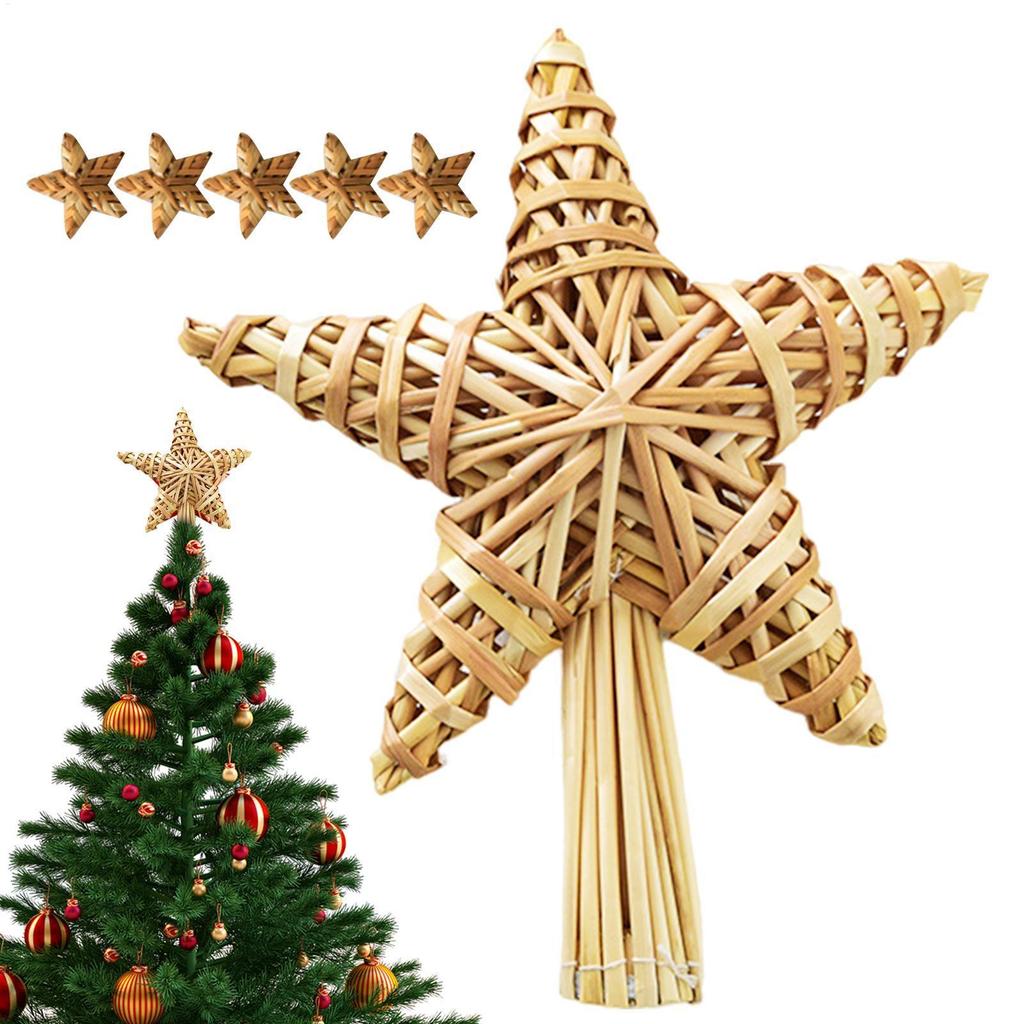 Scandinavian Straw Star Tree Topper Rustic Christmas Decor for Indoor ...