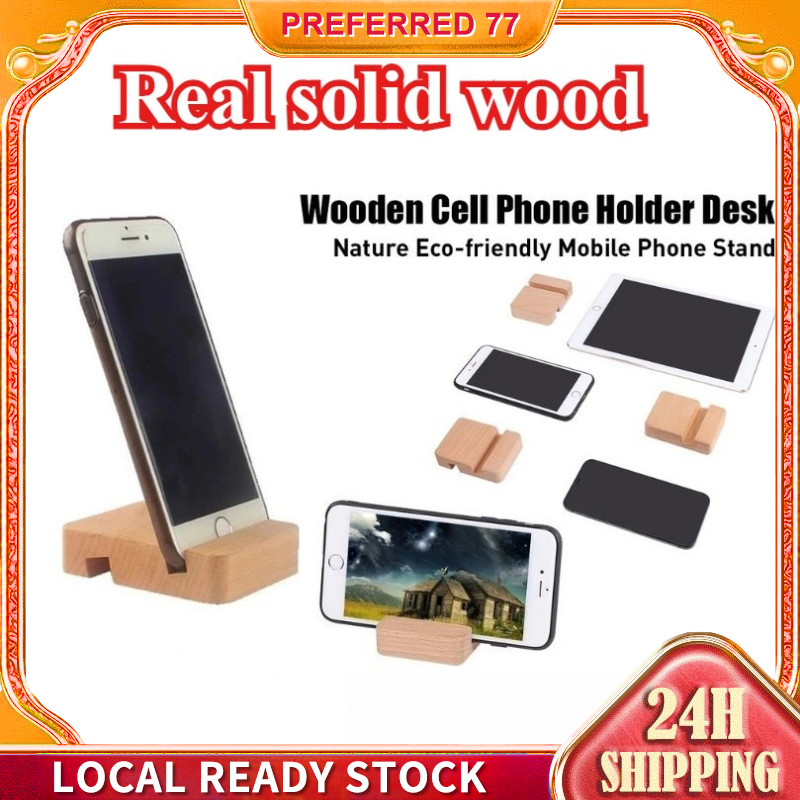 【Preferred】1pc Portable Wooden Phone Stand Beech Phone Holder Solid ...