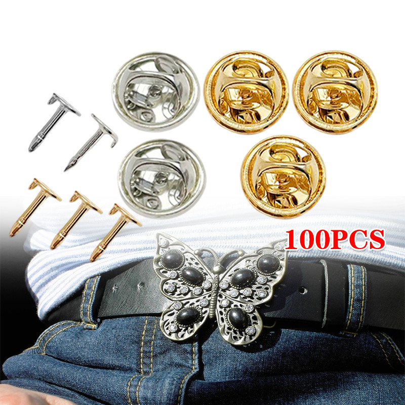 100Pcs Squeeze Badge Holder Butterfly Clasp Pin Nail Tie Tack Lapel Pin ...