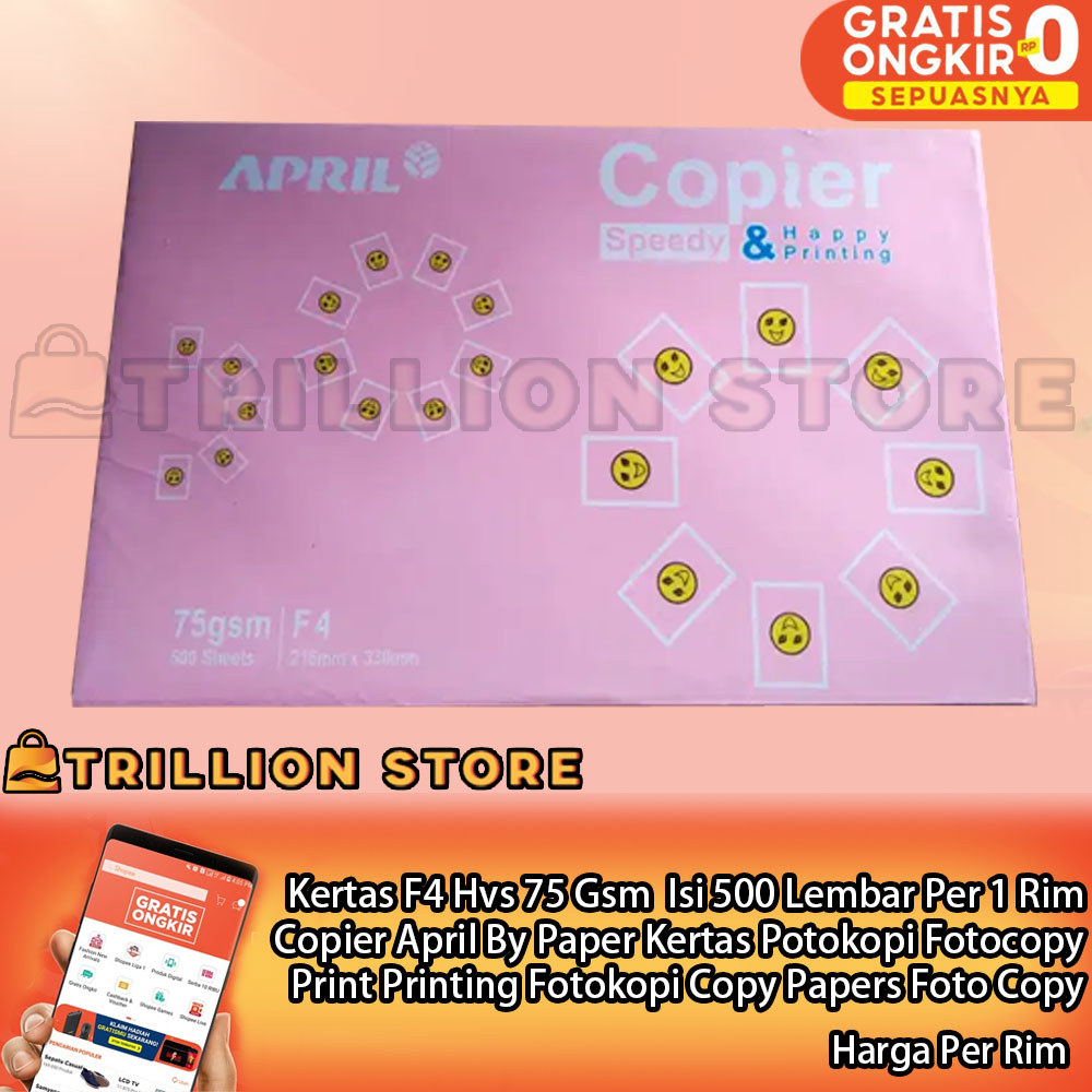 1 Ream Copier April By Paper F4 Photocopy Paper Hvs Print 75 Gsm ...