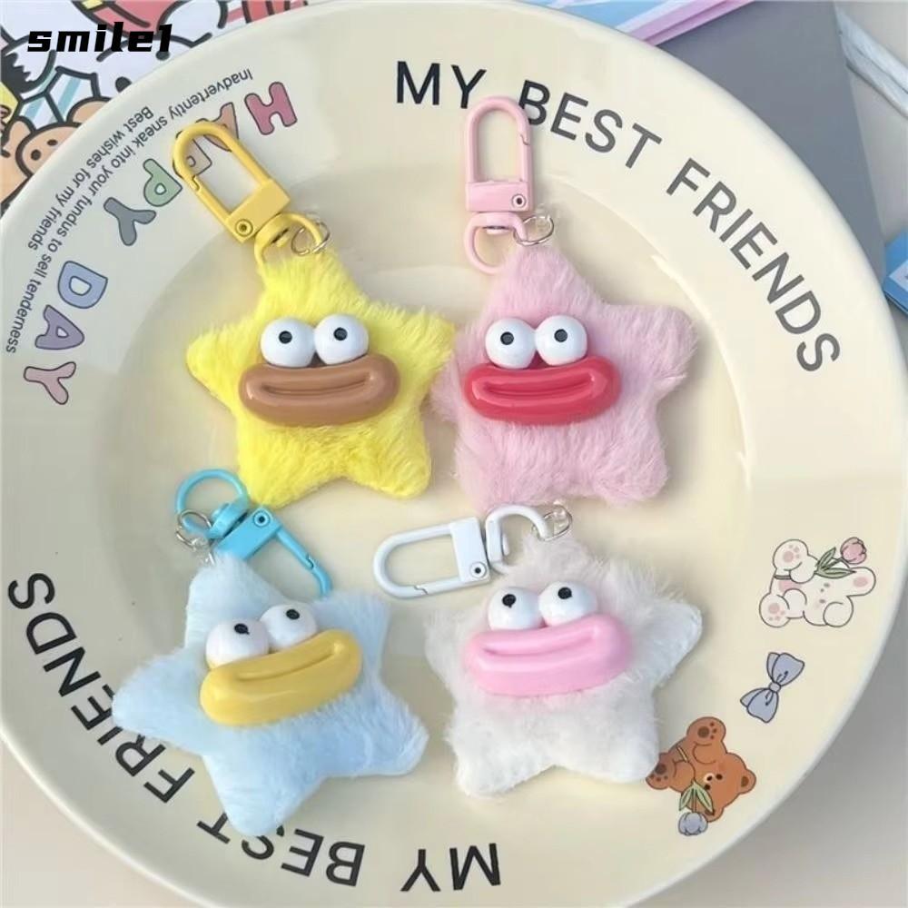 SMILE Funny Star Keychain, Sausage Mouth Cartoon Plush Keychains, Plush ...