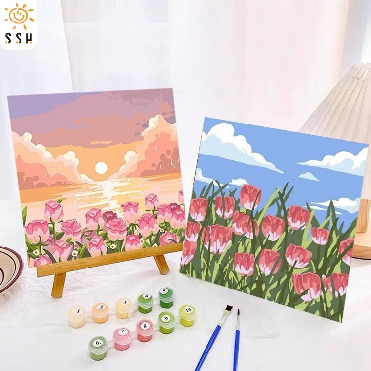 20X20cm Digital Oil Paint by Numbers Canvas Frame DIY Number Painting ...