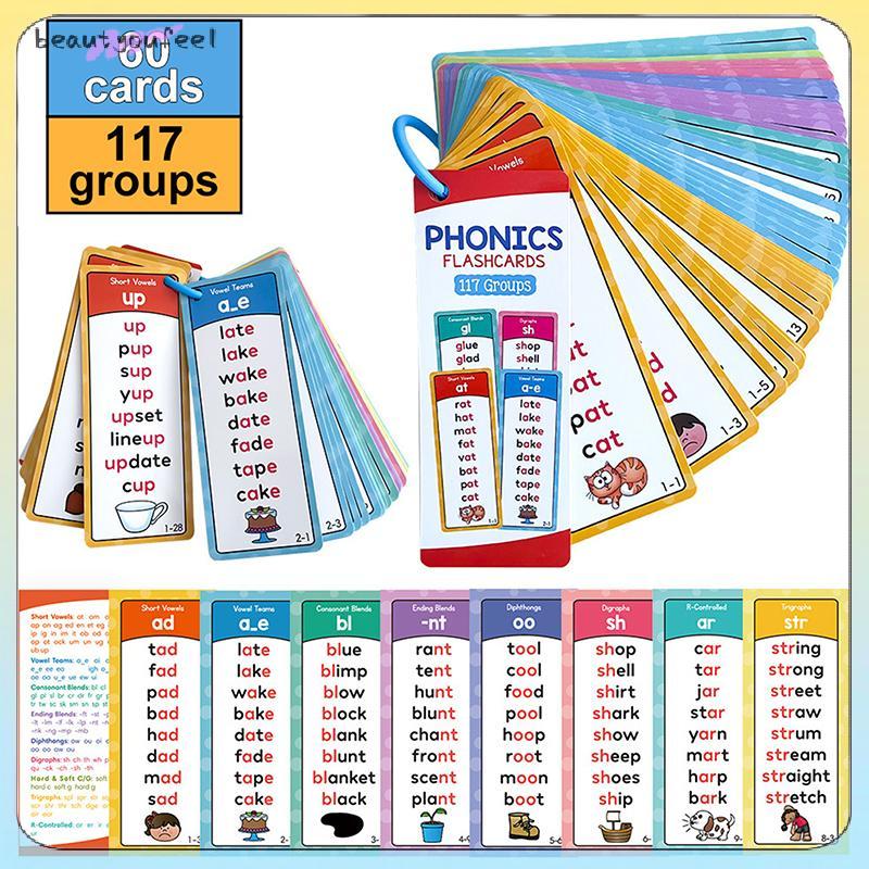 Beautyoufeel Phonics Word Lists Cards, 117 Groups Phonetic Word Column ...