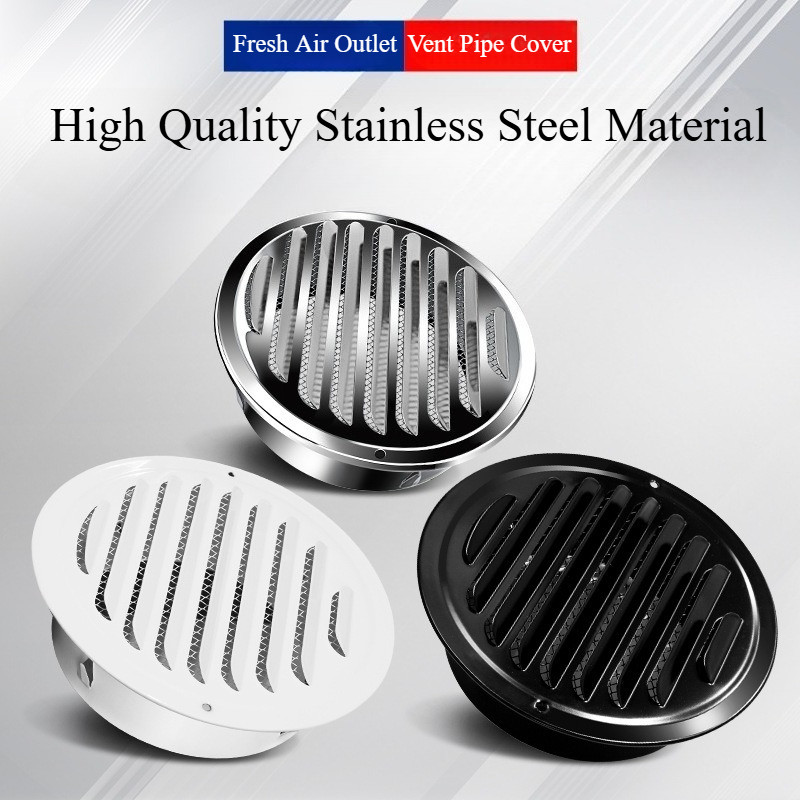 Stainless Steel Hood Flat Head Outlet Vent Pipe Covers Round Air Outlet ...