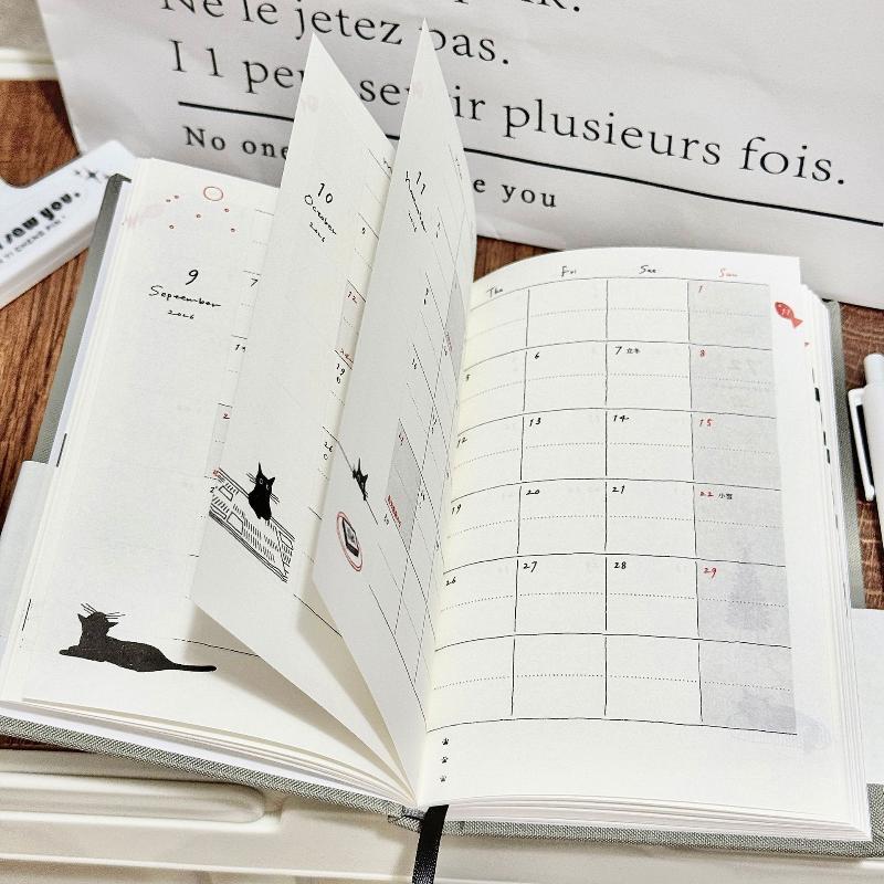 Uequilib 1Pcs Daily Weekly Plan Journal Cute Cat A6 2026 Week Planner ...