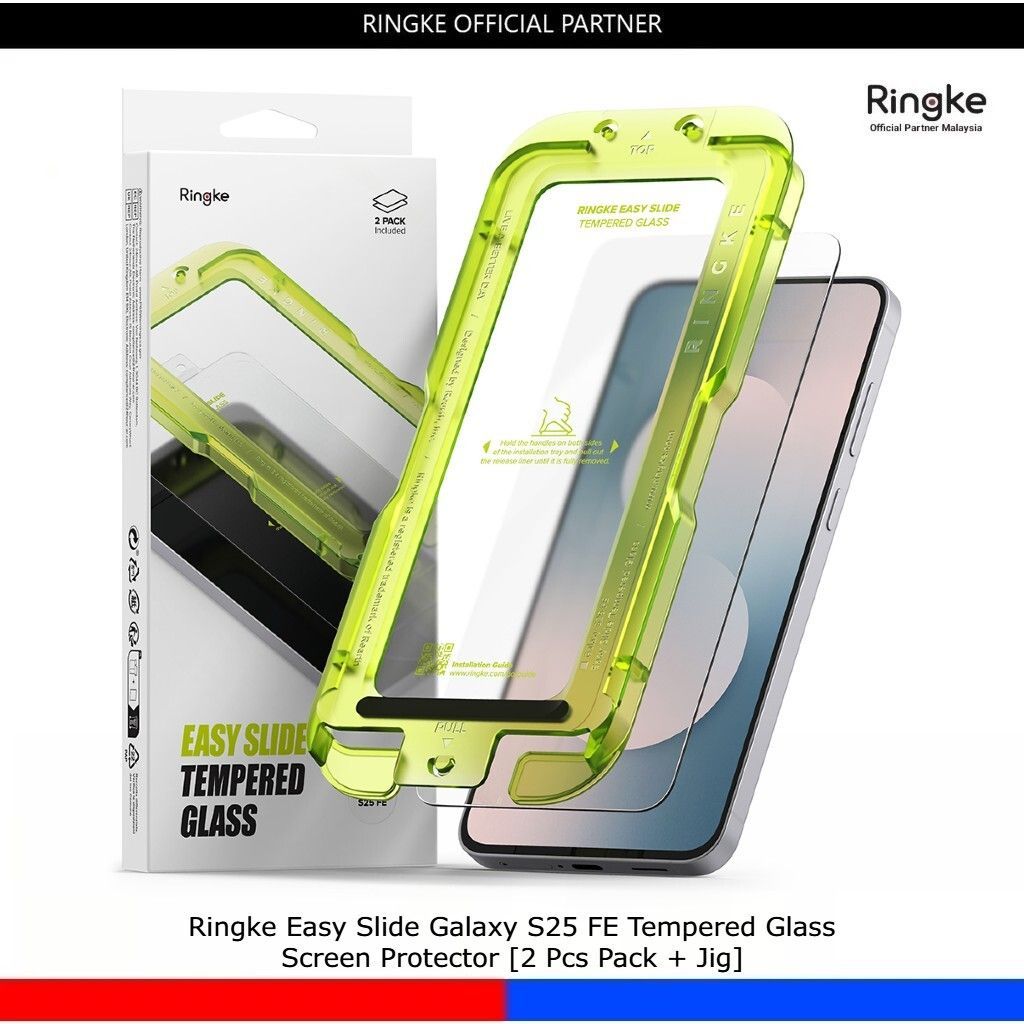 Ringke Easy Slide Galaxy S25 FE Tempered Glass Screen Protector [2 Pcs ...