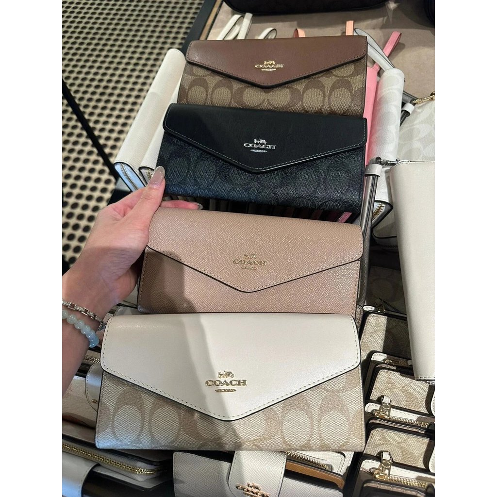 COACH COACH New Style Flap Envelope Wallet CU158/CU164/CU161 Fashion ...