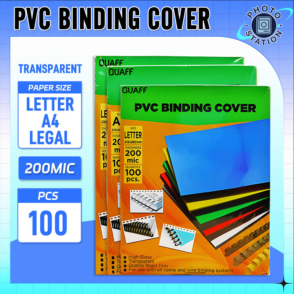 PVC Binding Cover 200micron Short | A4 | Long (100pcs/pack) Quaff Brand ...