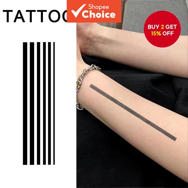 Straight Line, Long-Lasting Waterproof 1-2 Week Tattoo Stickers, Semi ...