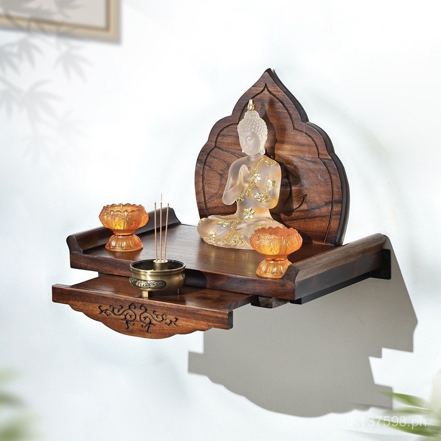 Home Altar Guanyin Wall-Mounted Altar Stand Rack Display Cabinet God ...