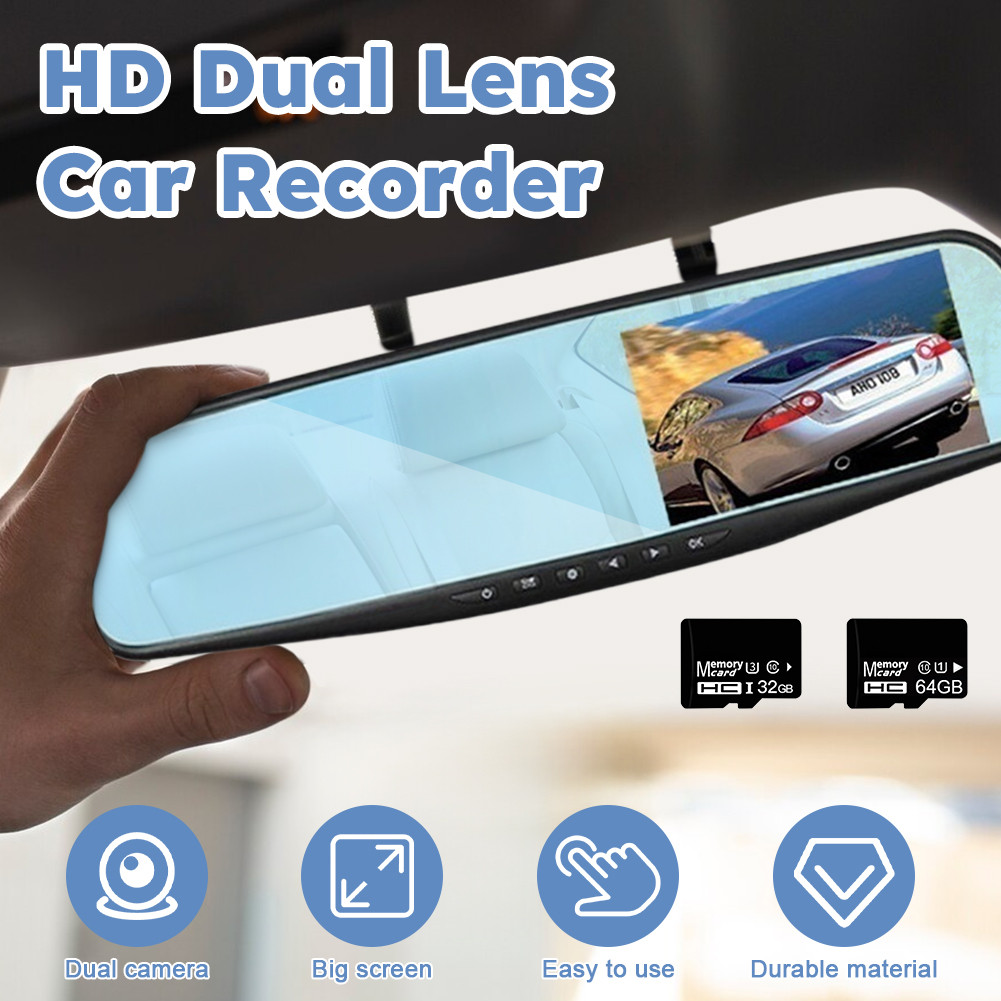 Dual Lens Night Vision Dash Cam 4.3inch Screen 1080P Full HD Car Camera ...
