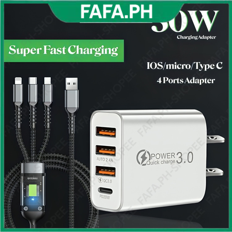 Transparent luminous New 3 in 1 100 Watts Micro USB Type C super fast ...