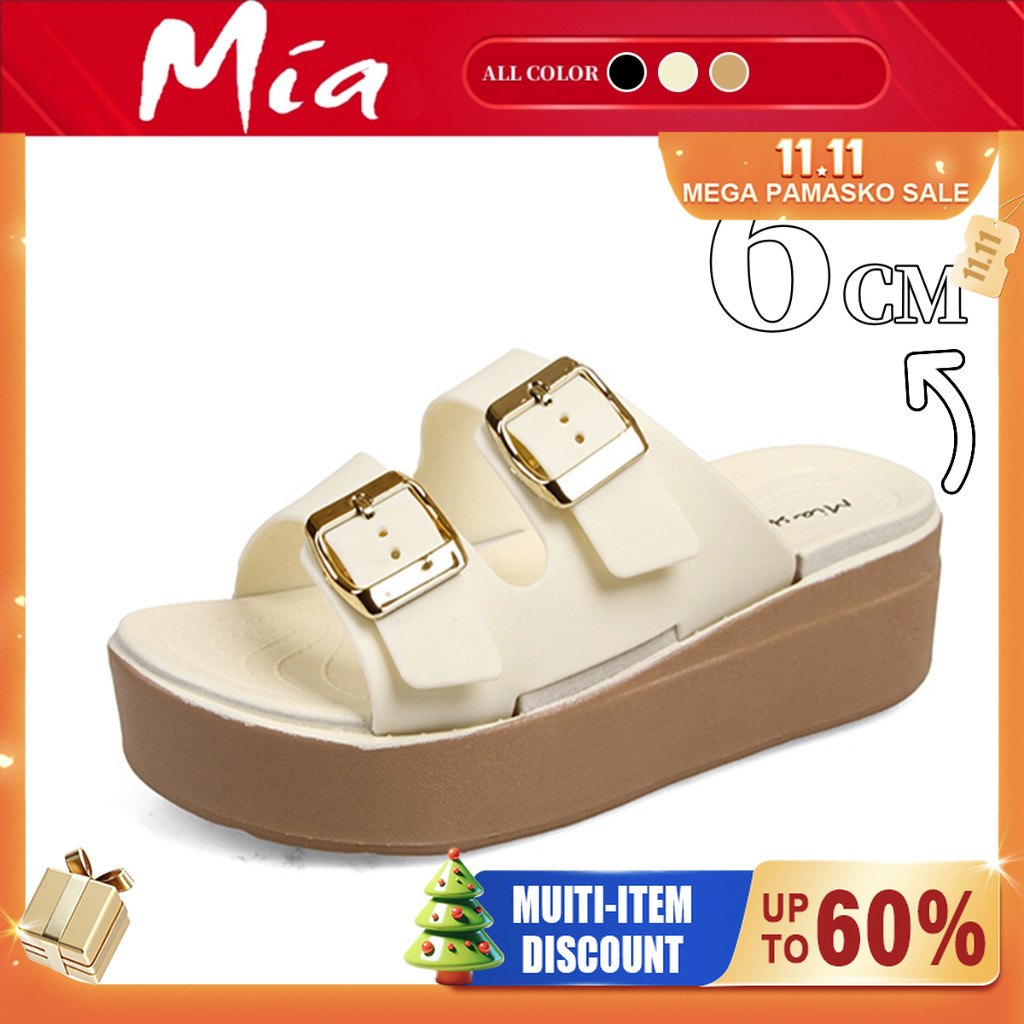 MIA Fashion Thick bottom Two-Strap Rubber Sandals For Women | Shopee ...