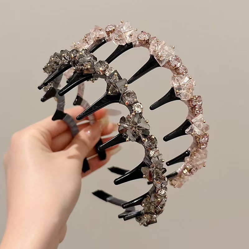 Crystal Rhinestone Wide Headband with Teeth | Non-Slip Grip for Women ...