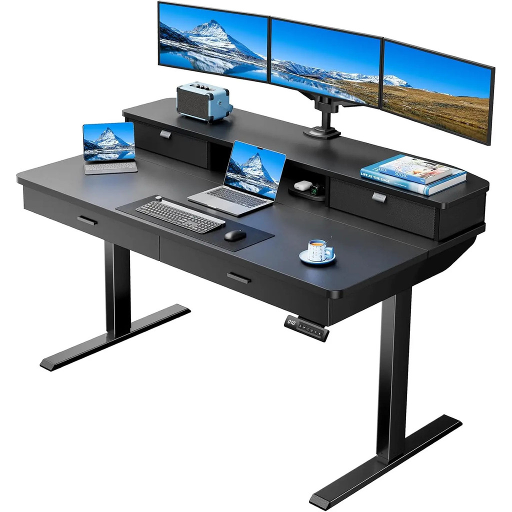55 X 30 Inch Electric Standing Desk With 4 Drawers, Adjustable Height ...