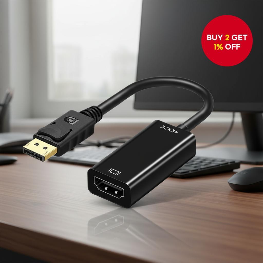 HP DisplayPort to HDMI Adapter 4K 1080P Converter Cable for Laptop, TV ...