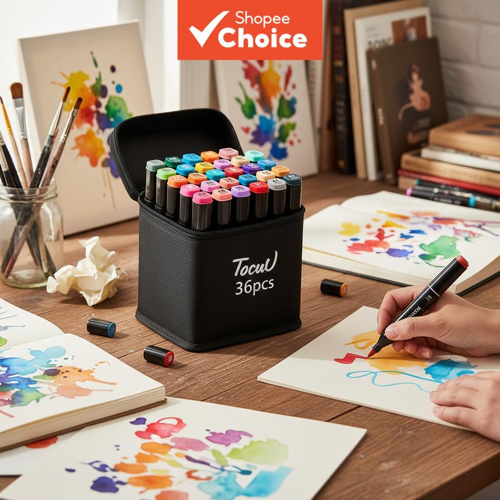 36 Color Dual Tip Marker Pens Set - Sketch, Write, Paint & Underline ...