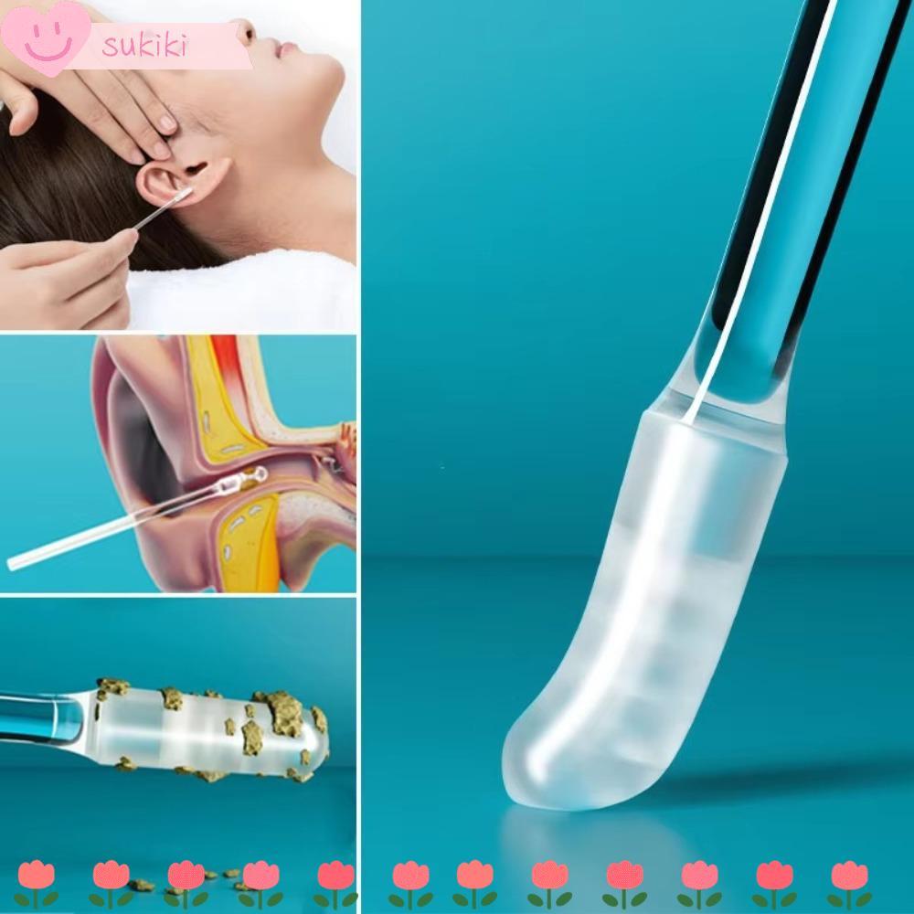 SUKIKI Disposable Ear Swabs, Silicone Ear Cleaner Sticky Ear Swabs ...