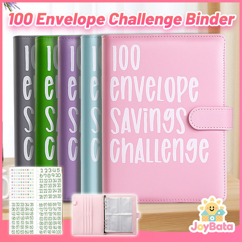 100 Days Envelope Challenge Binder A5 PU Leather Budget Book Money ...