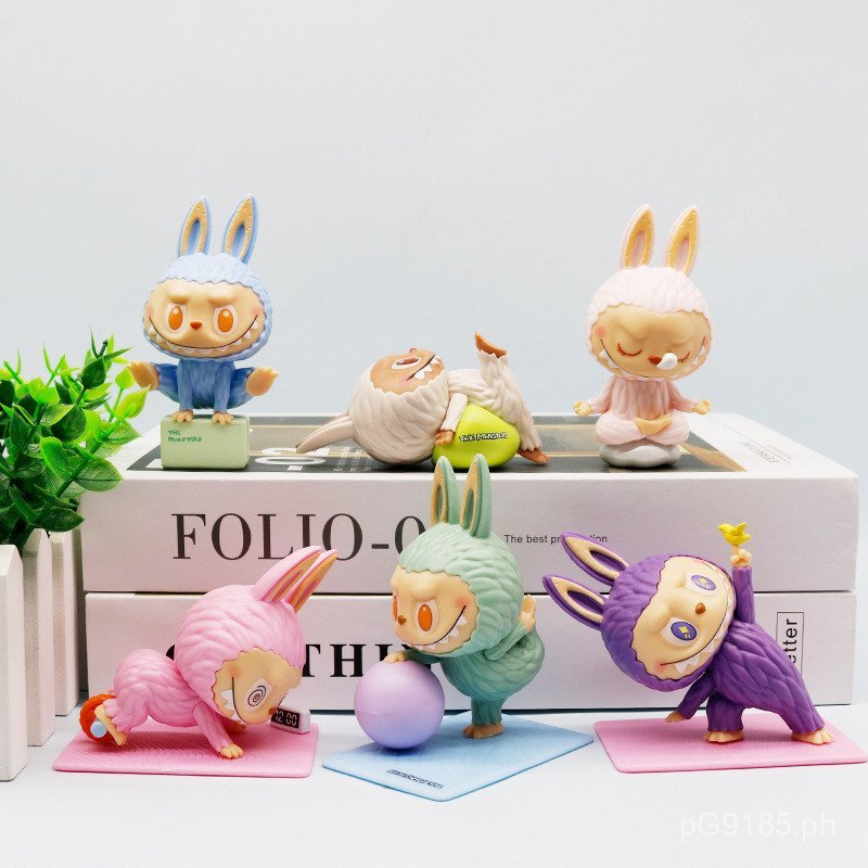 Yoga Model Ornament Cute Labubu Plush Doll Lying Position Figurine ...