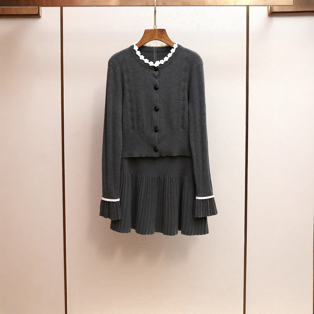 EFUR sandro Women's Autumn New Gray Series Color-Block Crochet Cardigan ...