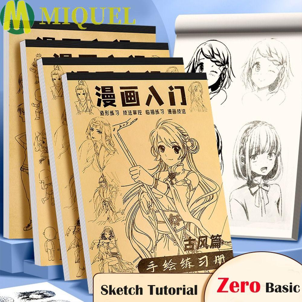 MIQUEL Anime Hand Drawn Book, Tracing Comics Girl Boy Manga Sketching ...