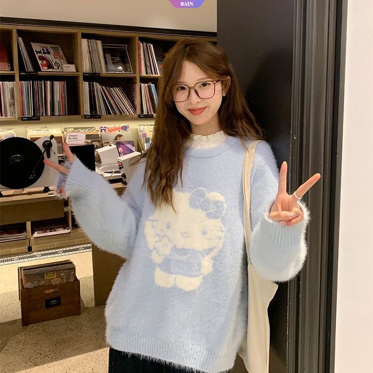 Japanese Sanrio Hello Kitty Sweet Oversized Fall/Winter Knit Sweater ...