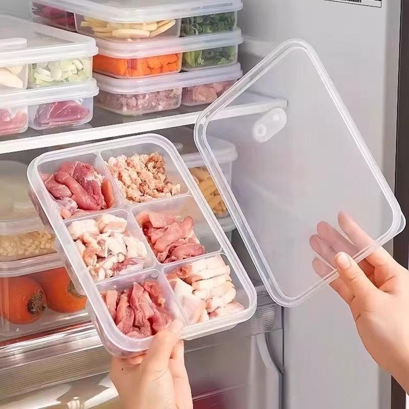 Freezer Storage Box with Dividers, Food-Grade Plastic Organizer for ...