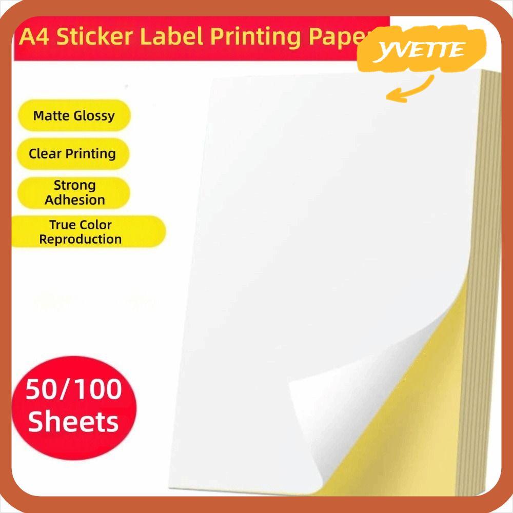 YVE Self-Adhesive Paper, White A4 Paper Sticker, Matte Glossy Surface ...