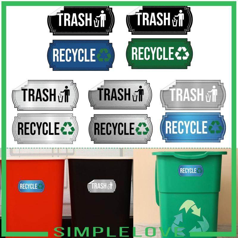 [Simple] 6 Pieces Recycling Bin Labels Trash And Recycle Stickers Waste ...