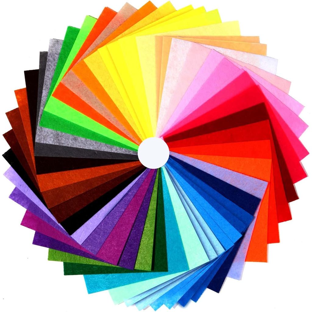 45Pcs Felt Fabric Sheets 6 x 6 inches, Assorted Colors Non Woven Felt ...
