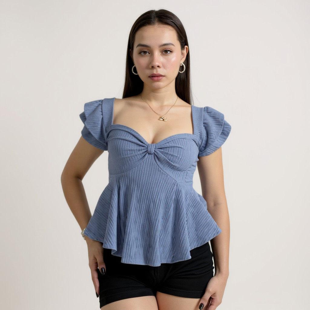 Urban Barbara Ribbon Ruffled Peplum Top Womenswear | XS to Medium TOP ...