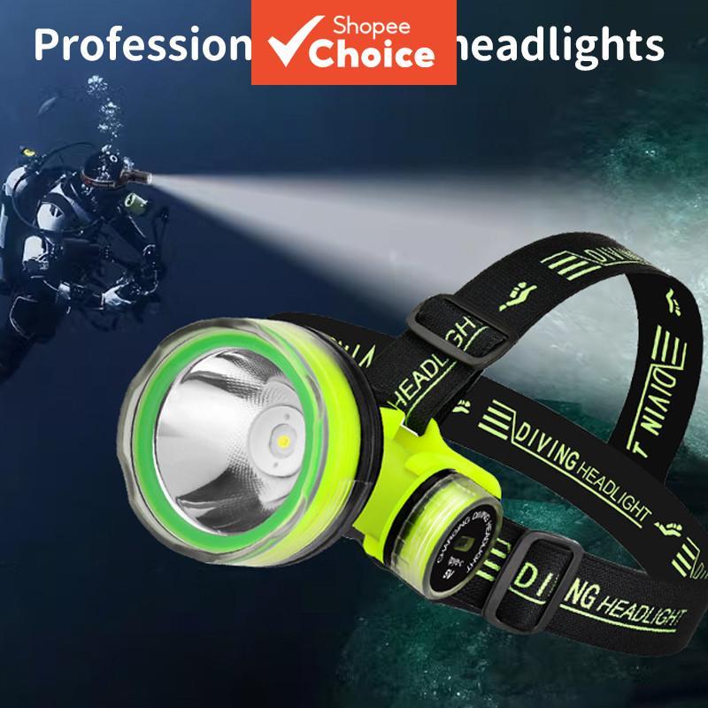 Diving Headlamp Rechargeable Professional Flashlight Waterproof LED ...