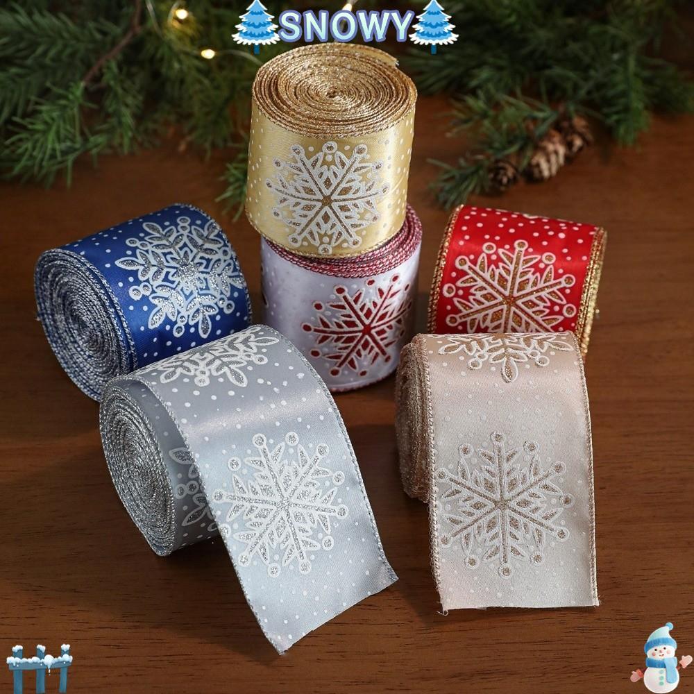 SNOWY 2M Christmas Ribbon, Exquisite Satin Christmas Webbing, DIY Gift ...