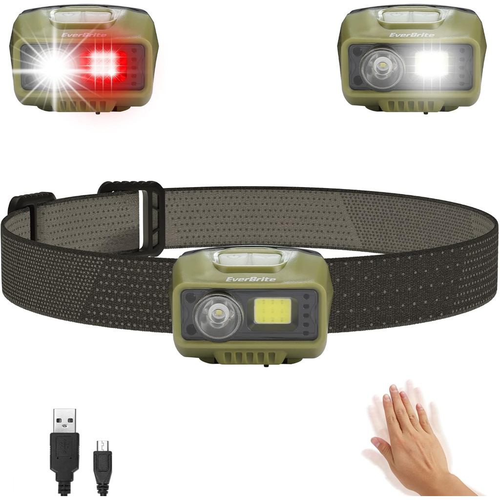 EverBrite Rechargeable Headlamp, LED Bright Motion Sensor Head Lamp ...
