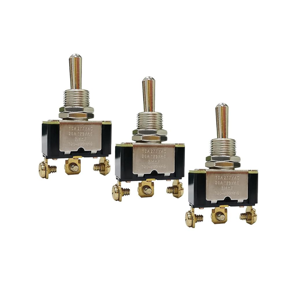 3PCS Toggle Switch, 10A 277VAC/20A 125VAC, Metal & Phenolic Body, ON ...