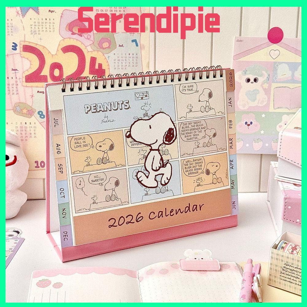 SERENDIPIE 2026 Snoopy Desk Calendar, With Memo Notes Coil Binding ...