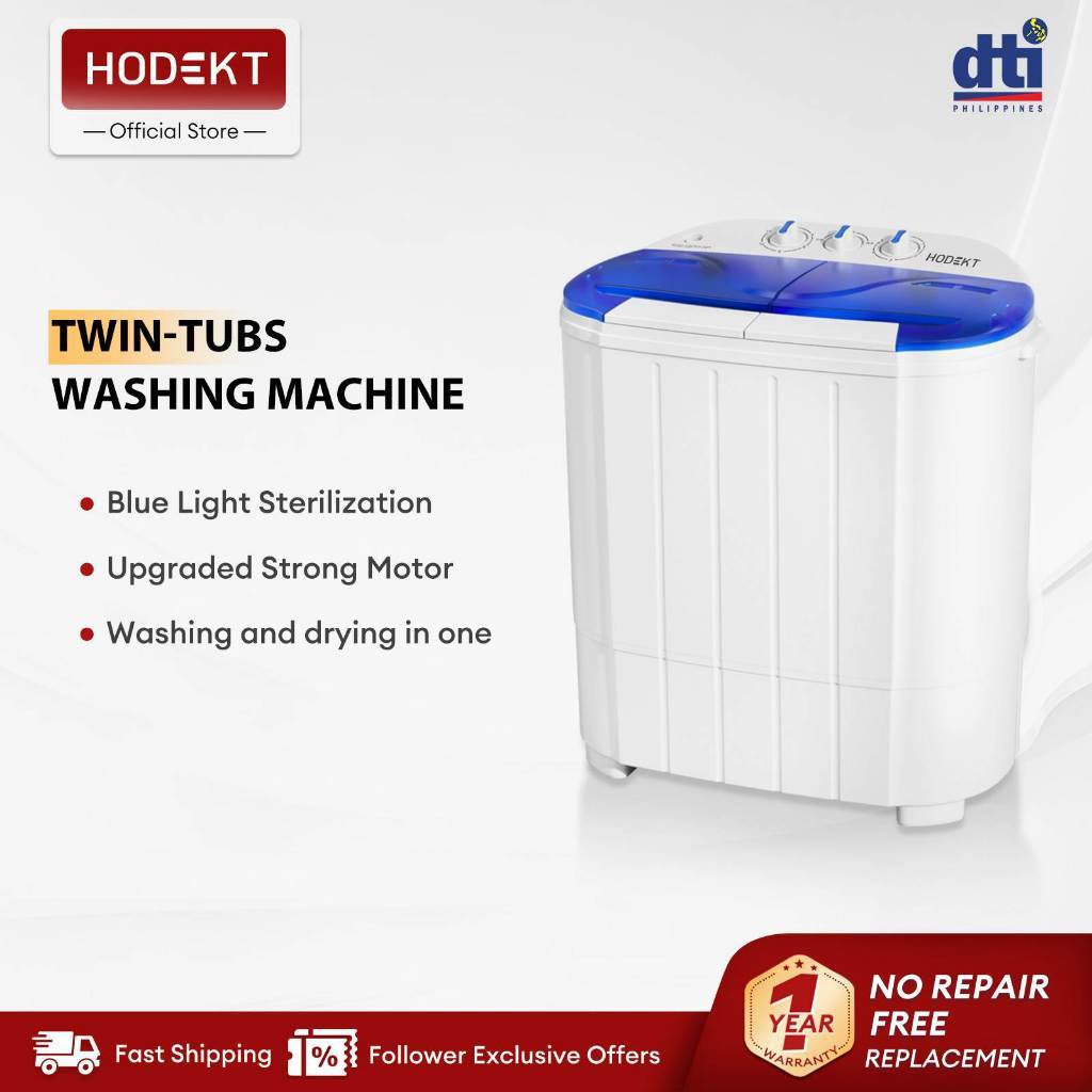 HODEKT Double-Barrel Washing Machine With Dryer Blue Light ...