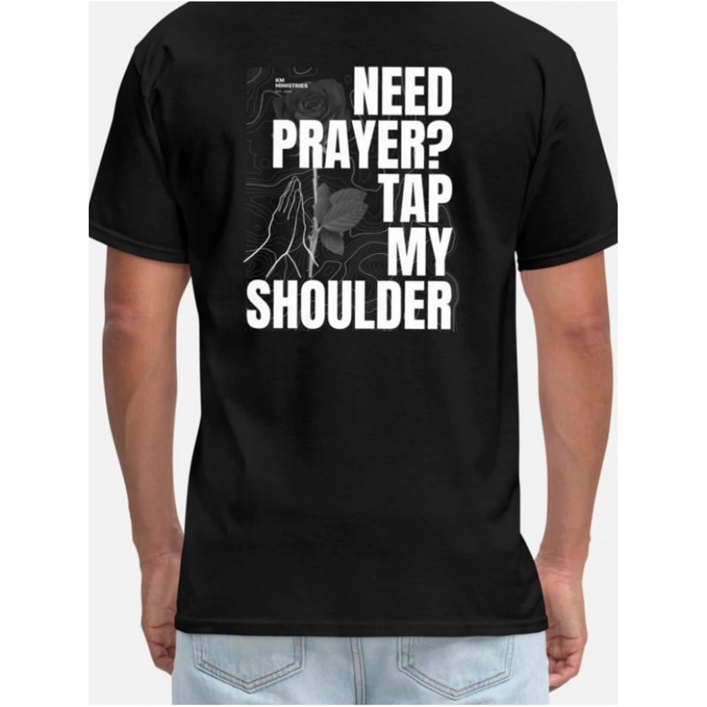 Mens Need Prayer Tap My Shoulder Graphic Cotton T Shirt Casual Short ...