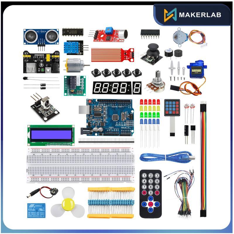 Makerlab Super Starter Kit for Uno R3 with PDF Lessons and Code Compatible with Arduino | Shopee ...