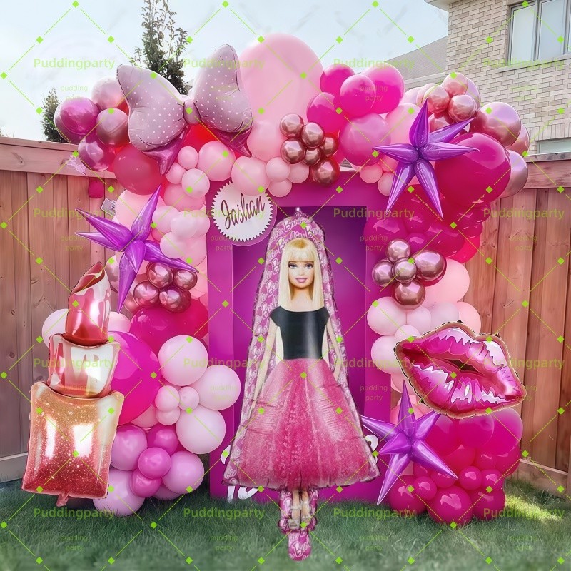 Barbie Princess Balloon Arch Kit Pink Bow-knot Foil Girl Princess ...