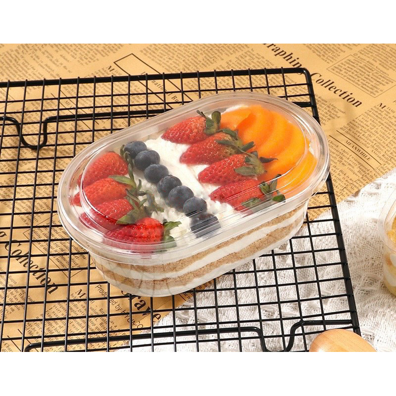 10Pcs 500ml Transparent Oval Deli Thick Container With Lid For Salad ...