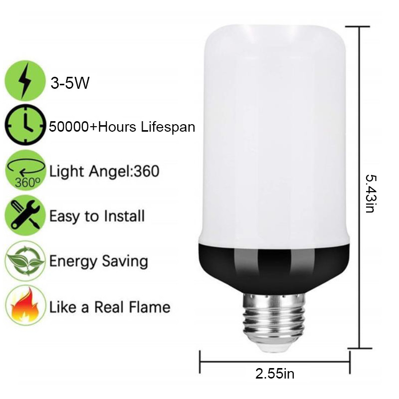 XOITR 1Pc LED Flame Effect Fire Light Bulb E27 Simulated Nature Flicker ...