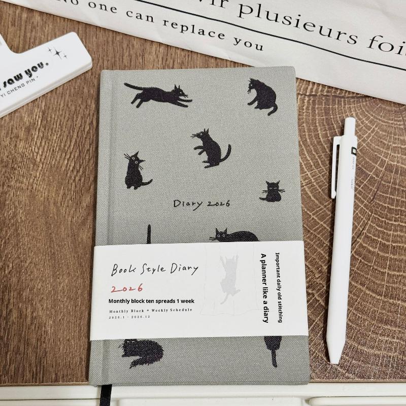 Uequilib 1Pcs Daily Weekly Plan Journal Cute Cat A6 2026 Week Planner ...