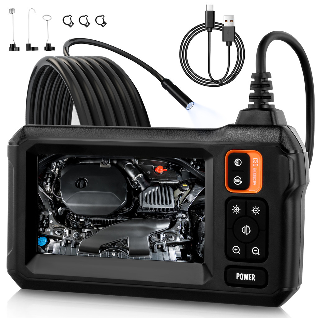 {COD}-Allaloe Borescope 4.3inch IPS Screen 8mm Flexible Endoscope ...