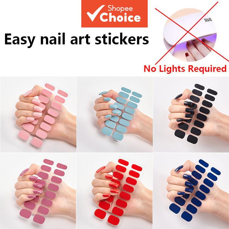 【No Lights Required】3D Solid Color Nail Art Stickers Waterproof Not ...