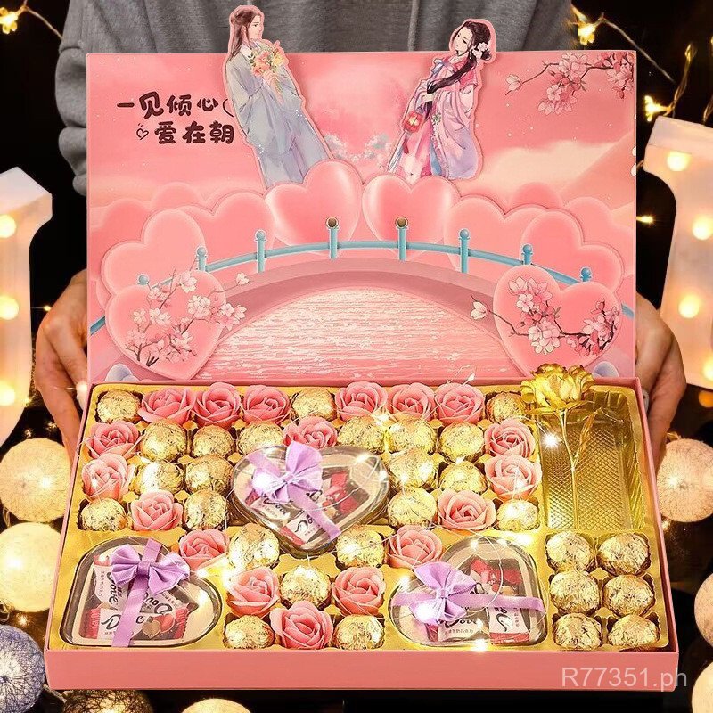 Creative Gift for Girlfriend Wife Chocolate Gift Box Set Qixi Valentine ...
